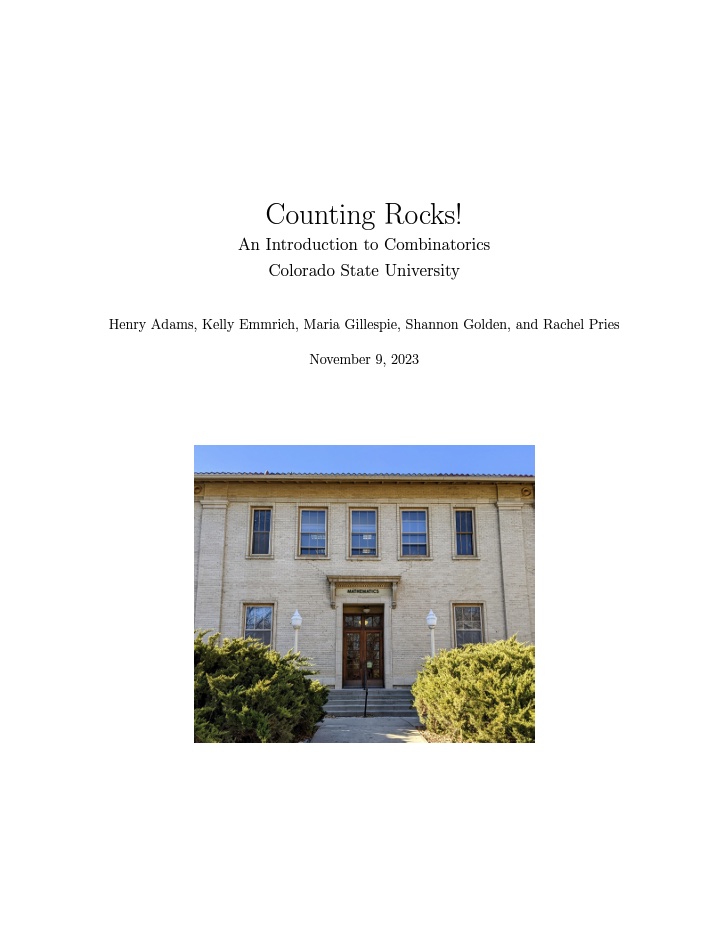 Counting Rocks! An Introduction to Combinatorics - Open Textbook Library